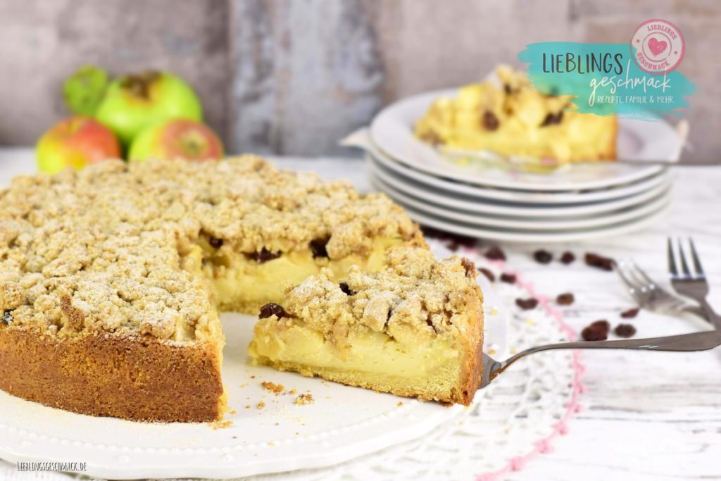 Apfel-Streuselkuchen mit Tonka-Pudding - Lieblingsgeschmack.de